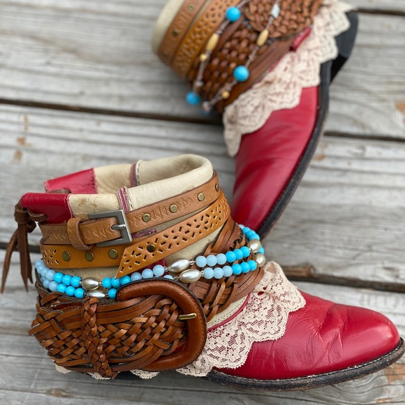 Shoes | Red Roper Style Cowboy Boots Sz 8 Boho Ankle Boots | Poshmark